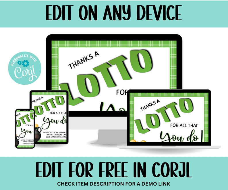 Thanks A Lotto Tag Lottery Patrick's Day Gift Tag Real Estate Tags I ...