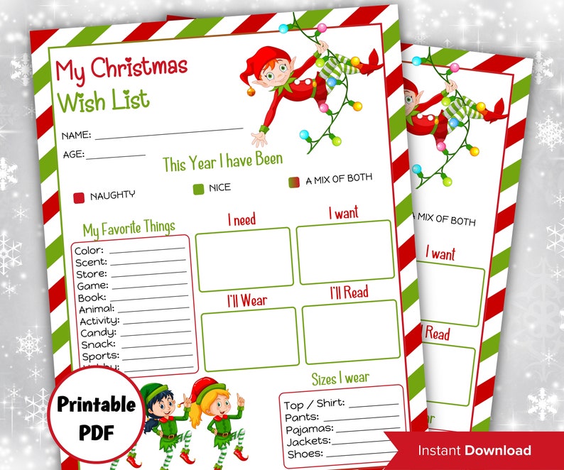 Handwritten Wish List I Printable Letter to Santa Christmas Kids Santa ...