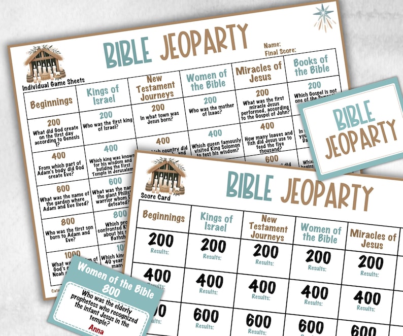 Bible Jeoparty Sunday School Game, Christian Bible Study, Youth Group ...