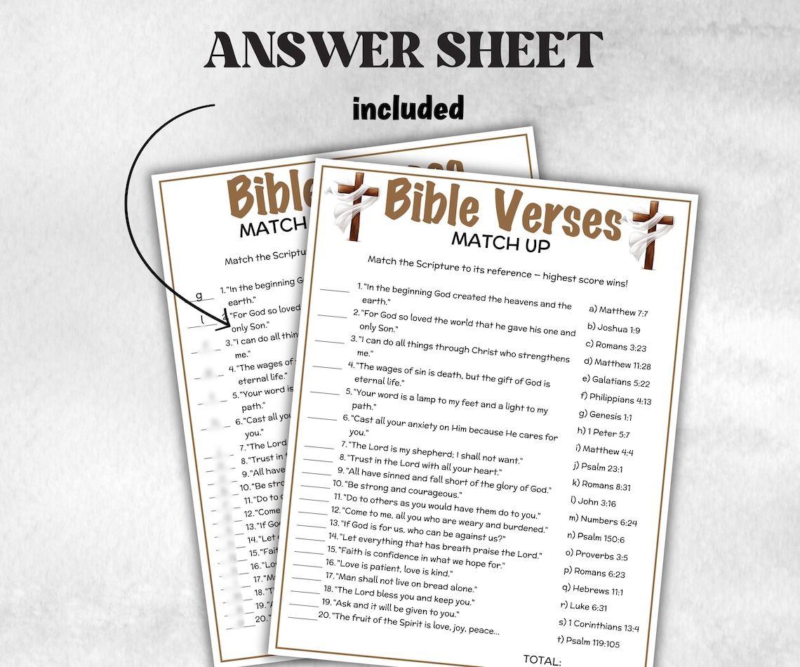 Printable Bible Verses Match up for Kid, Old Testament Activity ...