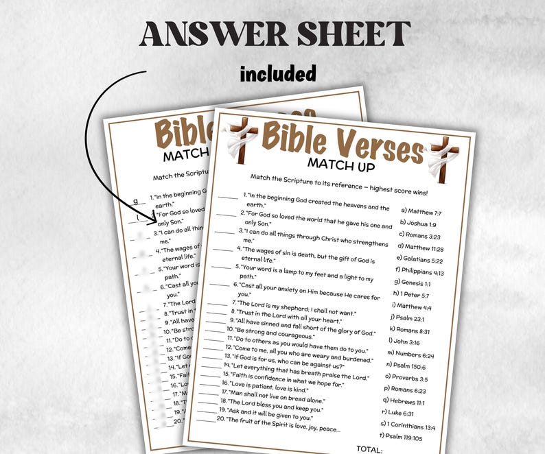 Printable Bible Verses Match up for Kid, Old Testament Activity ...