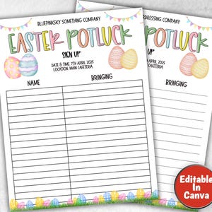 Editable Easter Signup Form, Canva Easter Potluck Sheet, Food Sign-up ...