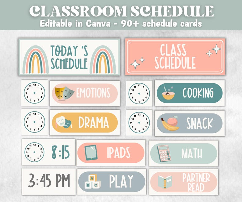 Schedule Cards, Printable Schedule Template, Visual Timetable ...