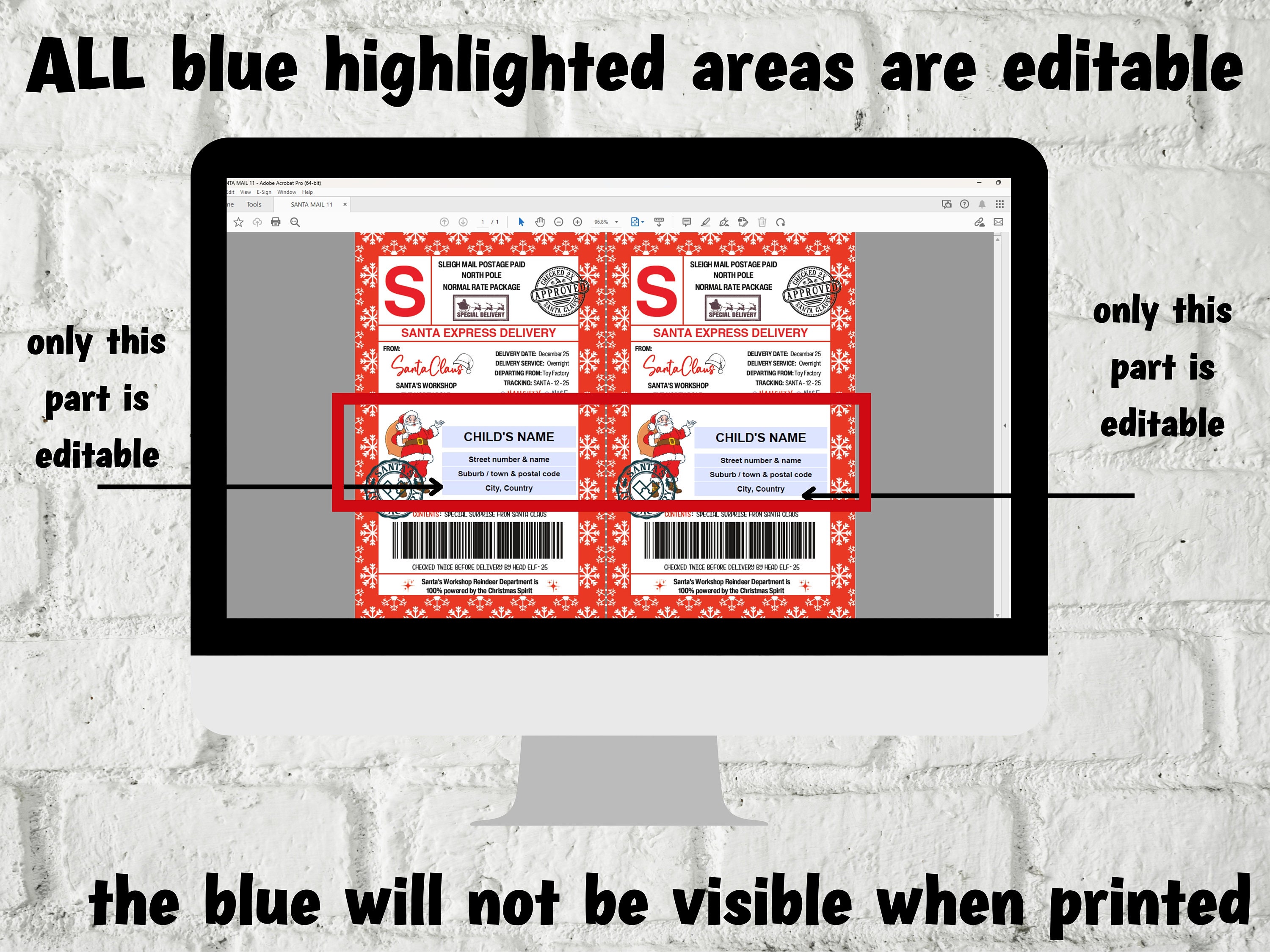 Elf Air Mail Label I Elf Mail Shipping Label Christmas - Etsy