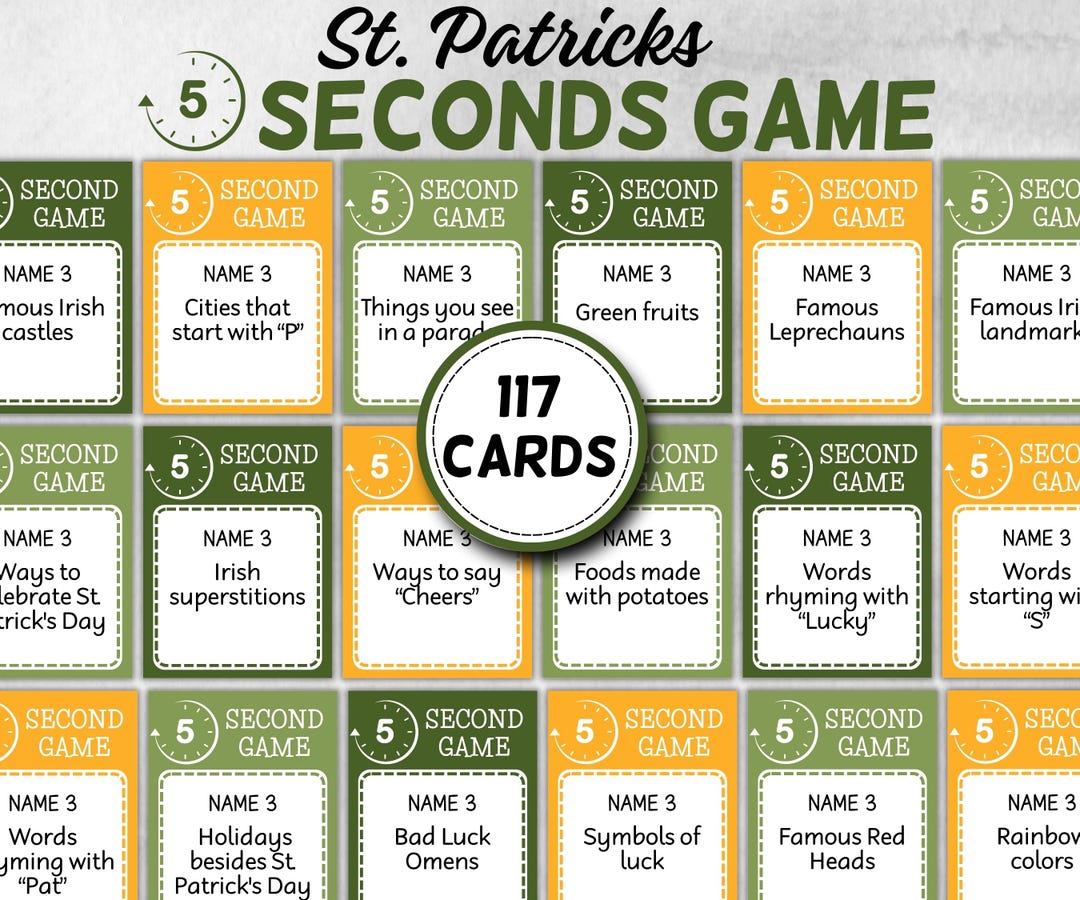 St. Patrick's Day 5 Second Printable Game, Fun Party Game, Office ...