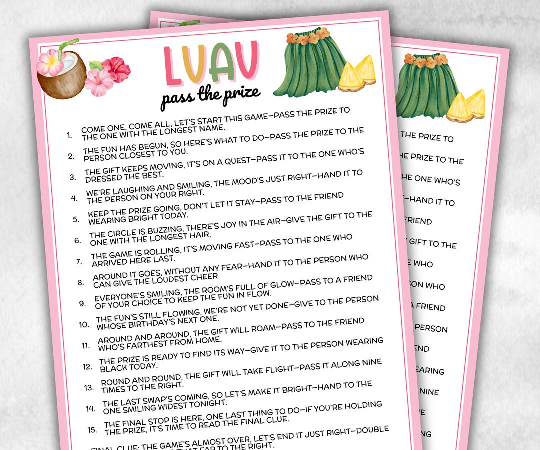 Hawaiian Luau Pass the Prize, Tropical Aloha, Tiki Summer, Hawaii Beach ...