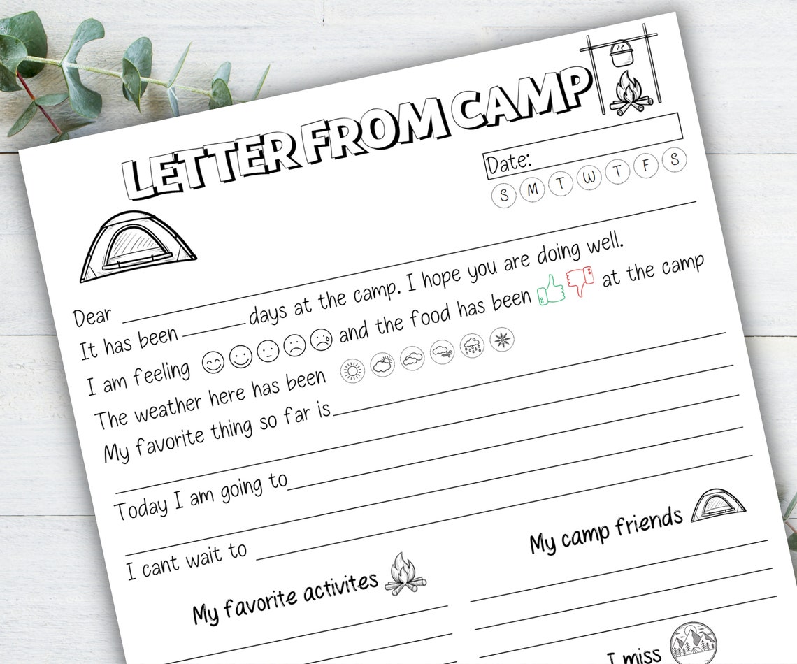 Letter From Camp Summer Camp Letter Fill in the Blanks Camp - Etsy