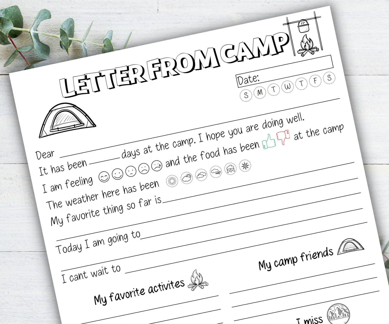 Letter From Camp Summer Camp Letter Fill in the Blanks Camp - Etsy