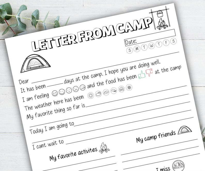 Letter From Camp, Summer Camp Letter, Fill in the Blanks Camp Letter ...