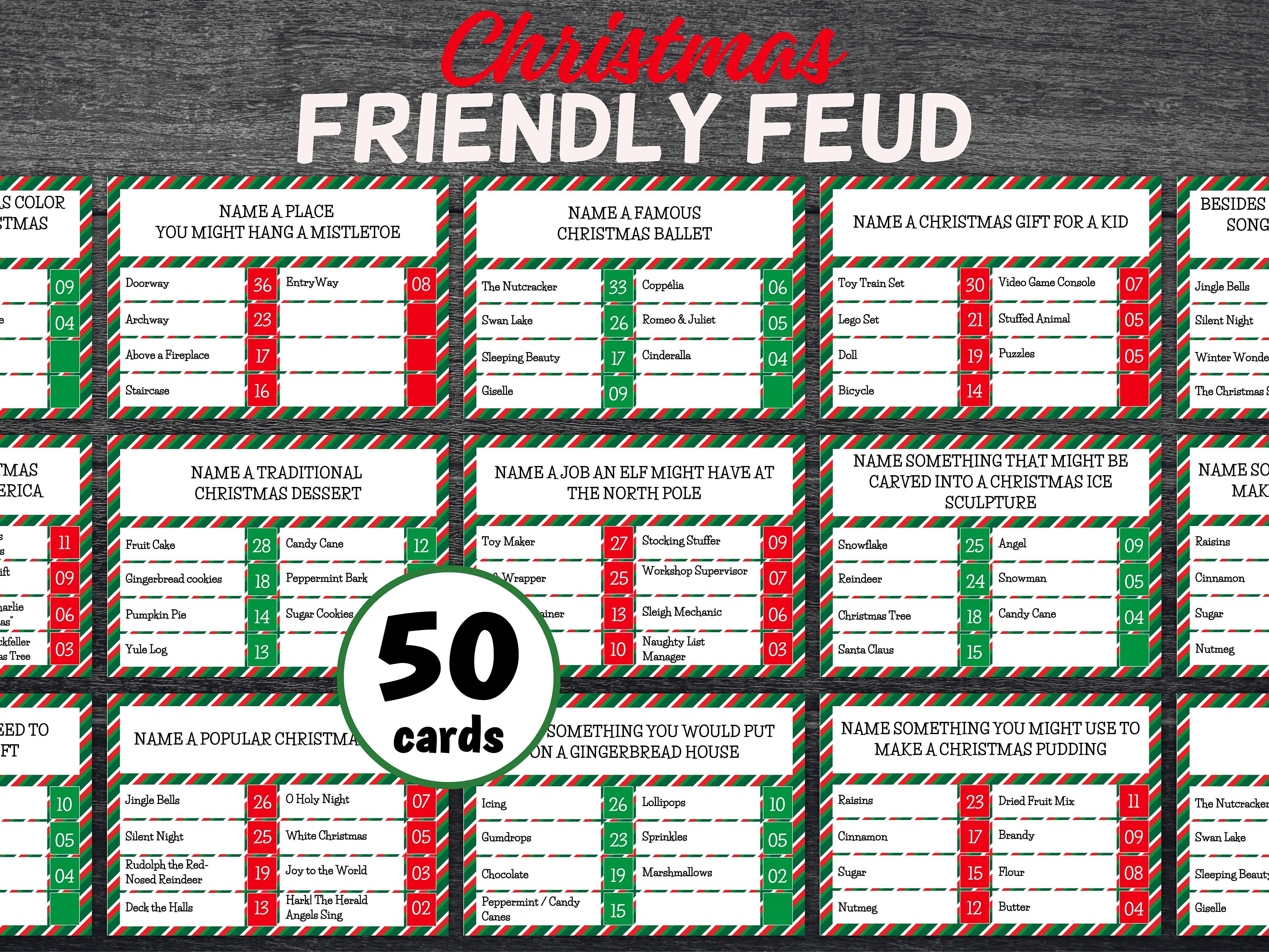 Friendly Family Feud Quiz Holiday Friendly Feud Game Christmas Feud ...
