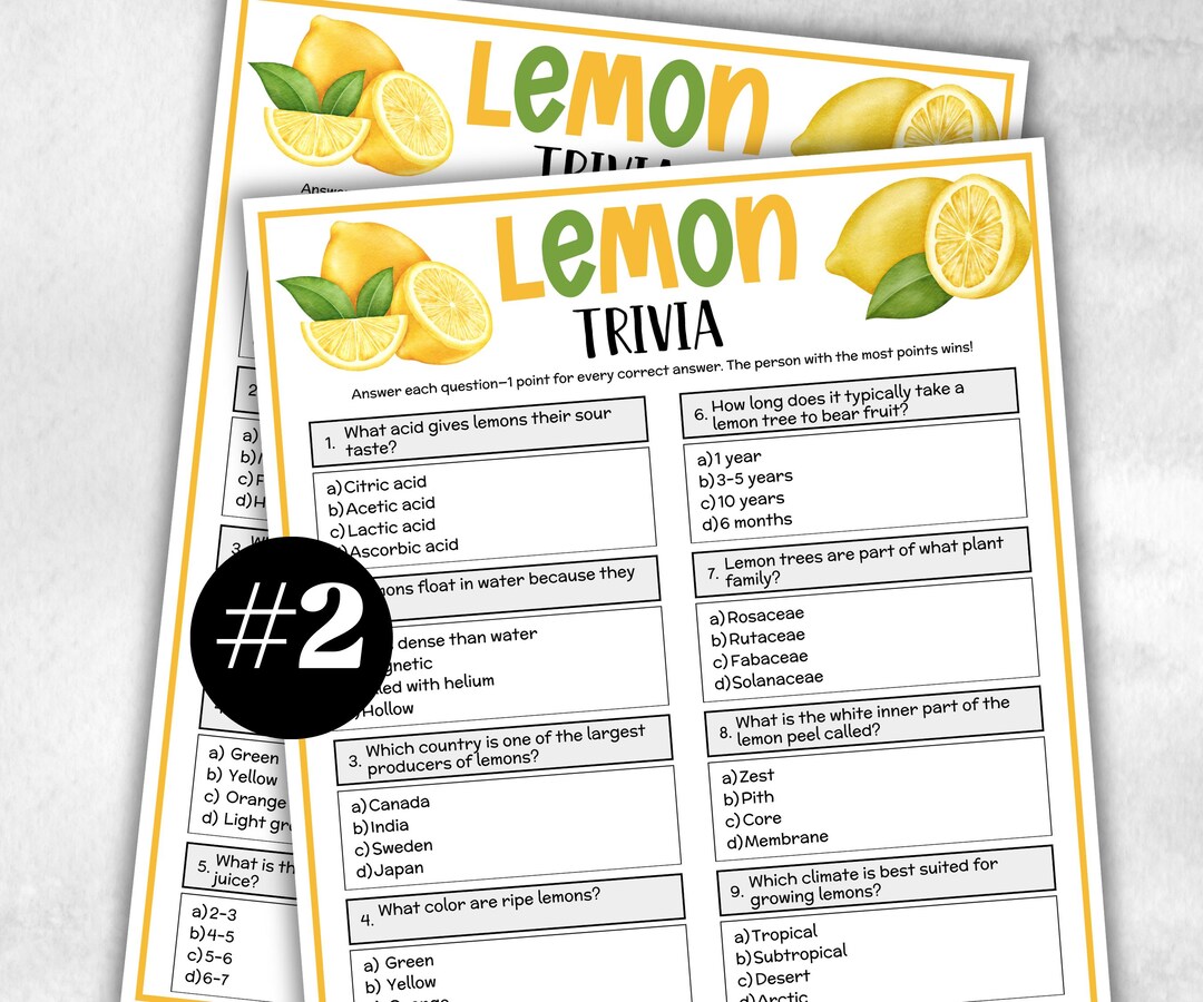 Lemon Trivia, Lemon Bridal Shower, Lemon Baby Shower, Wedding Shower ...