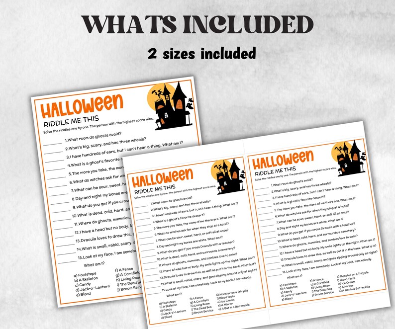 Halloween Riddles, Printable Activity, Party Game, Halloween Trivia ...