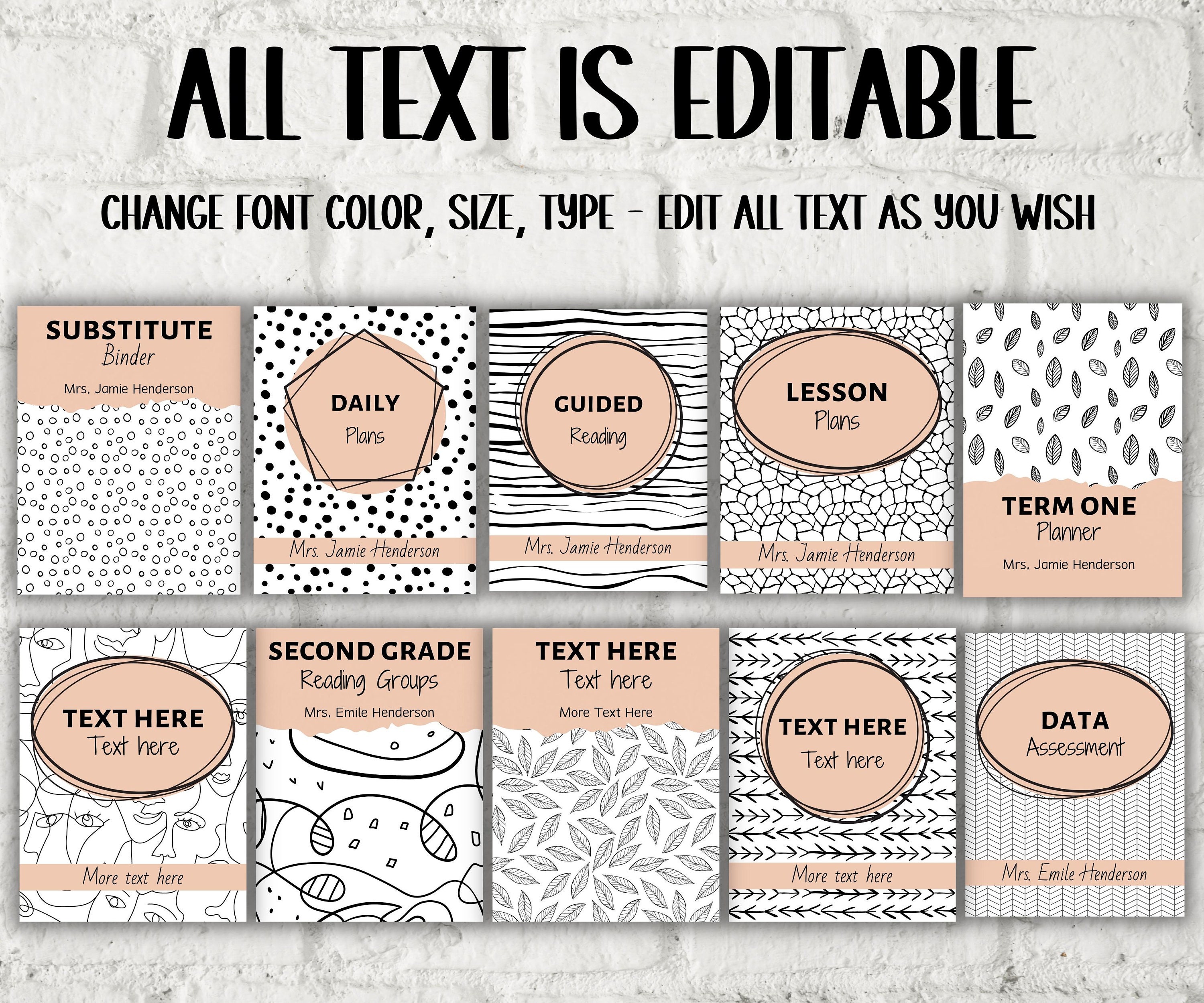 Editable Binder Covers and Spines I Printable Binder Cover I - Etsy