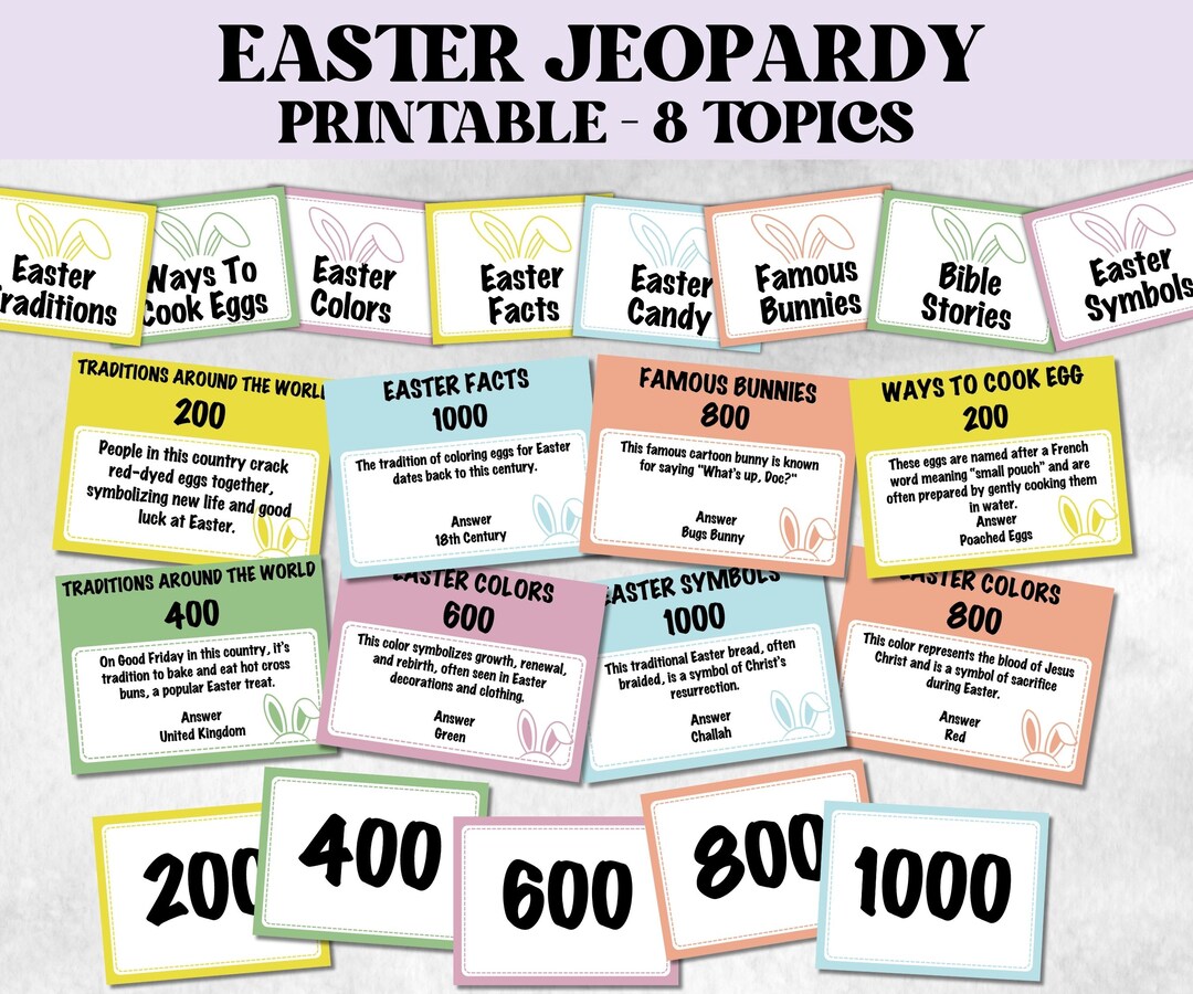 Easter Jeopardy Printable Trivia Game, Easter Family Feud, Office ...