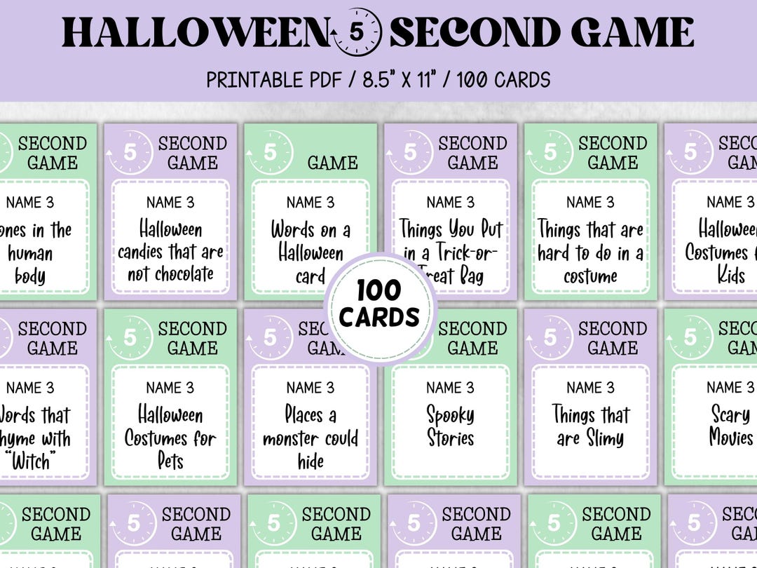 Spooky Party Activity, Halloween 5 Second Game, Family Fun Night, Fast ...