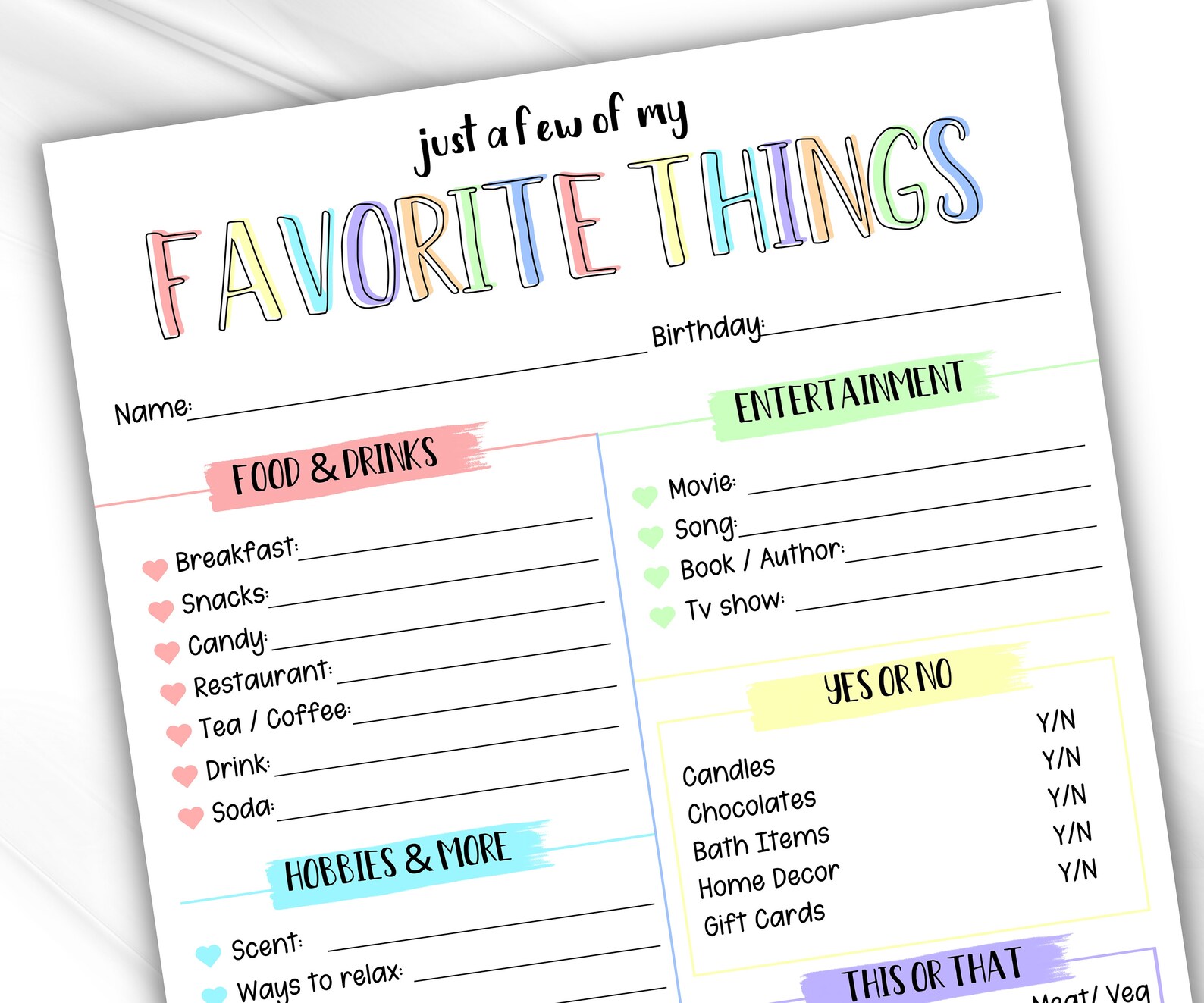 Teacher Favorite Things Survey, Get to Know My Team Survey, All About ...