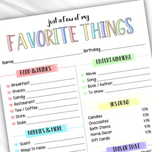 Teacher Favorite Things Survey, Get to Know My Team Survey, All About ...