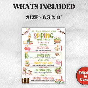 Customizable Spring School Spirit Week Flyer, PTO Schedule, April ...