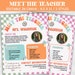 Groovy Meet the Teacher Canva Editable Template, Teacher Introduction ...