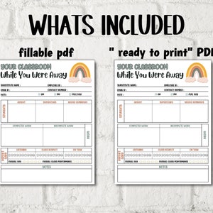 Fillable Substitute Teacher Notes I While You Were Away I Printable ...