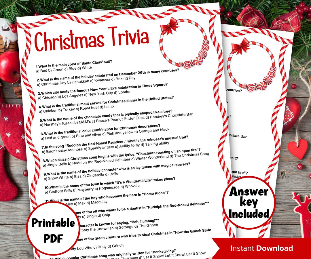 Trivia Printable I Fun Christmas Trivia Game | Christmas Trivia Bundle ...