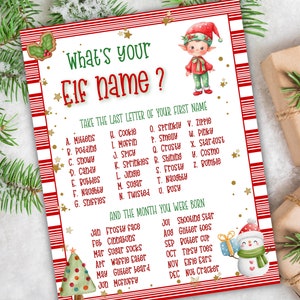 Elf Name Tag Game, Kids Christmas, Elf Name Board Sign, Elf Name ...