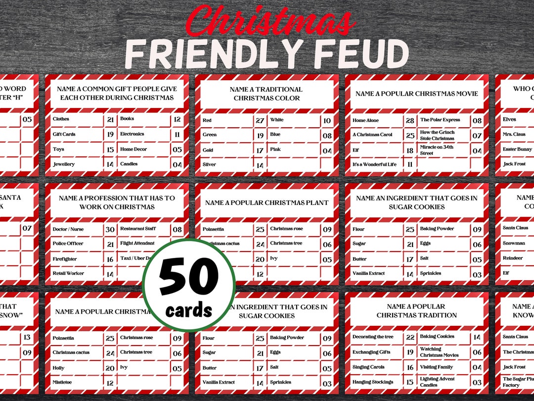 Christmas Friendly Feud Game | Holiday Party Games | Printable ...