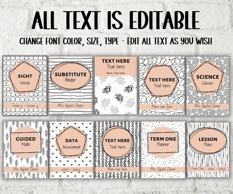 Editable Binder Covers and Spines I Printable Binder Cover I - Etsy