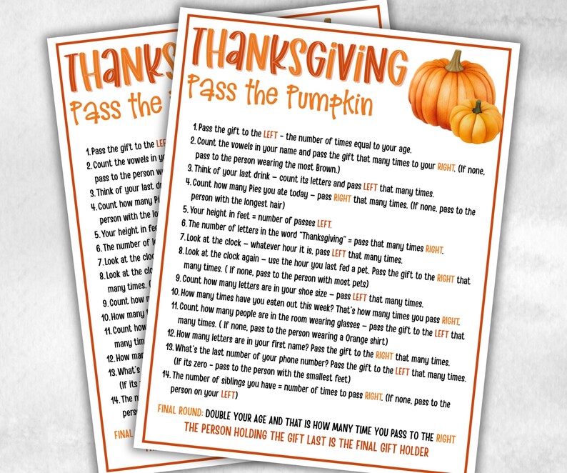 Pass the Pumpkin Game, Left Right Game, Gift Exchange,pass the Present ...