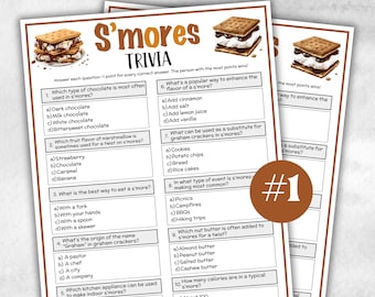Printable S'mores Trivia, Camping Theme Bacholetette Activity, Family ...