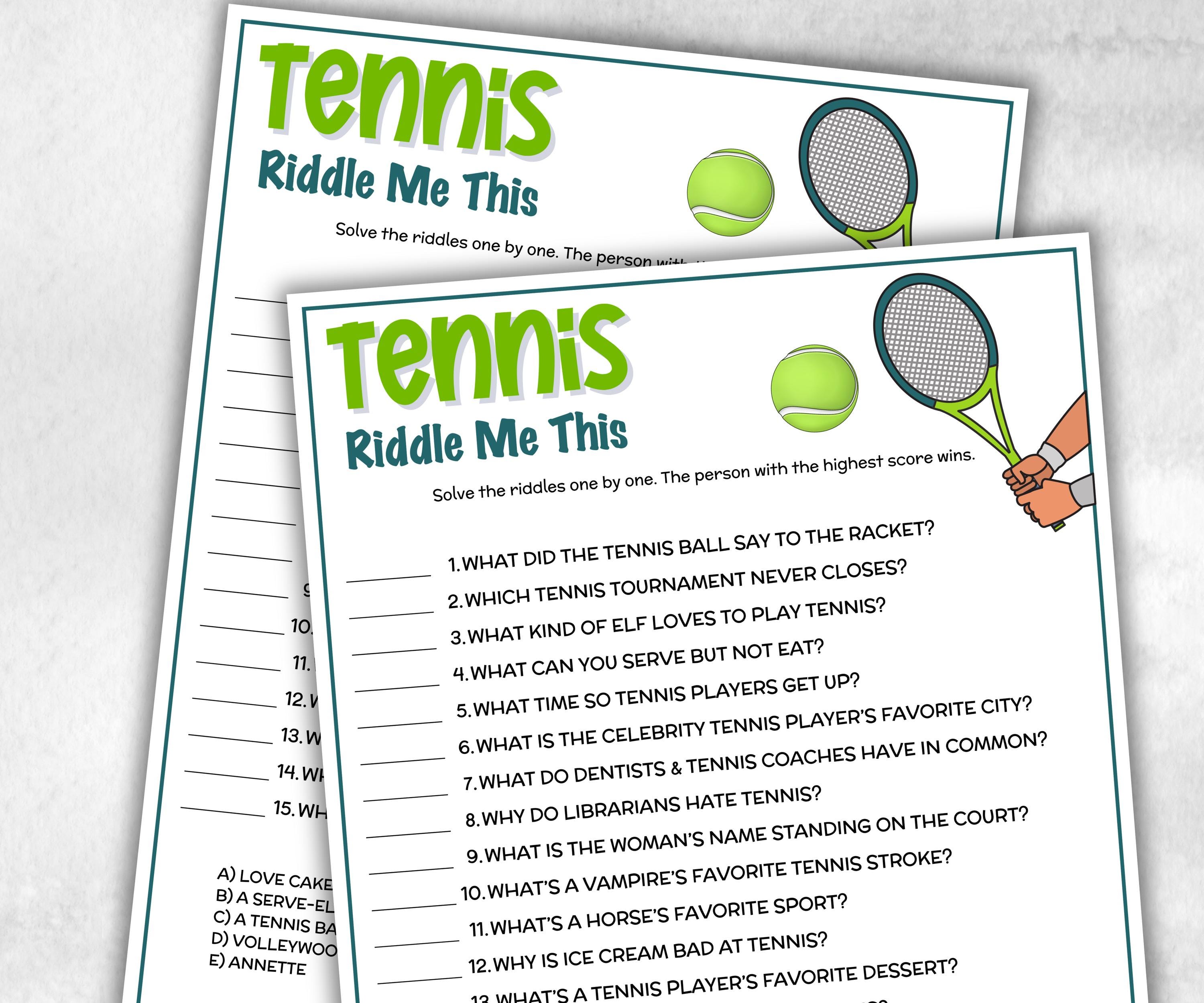 Tennis Riddles Jokes, Tennis Trivia, Tennis Party Games, Tennis ...