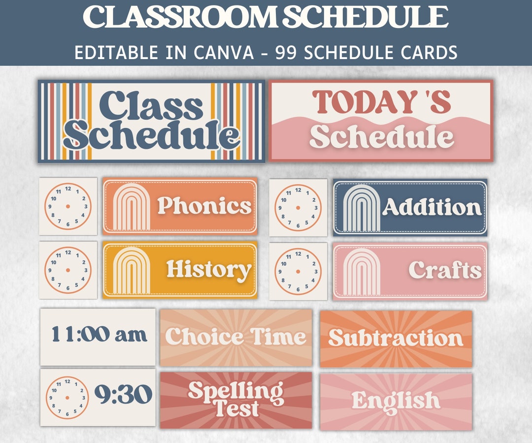 Classroom Schedule, Visual Timetable, Schedule Cards, Elementary ...