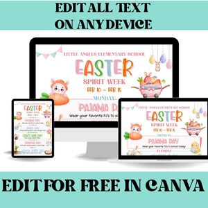 Customizable Easter School Spirit Week Flyer, PTO Schedule, April ...