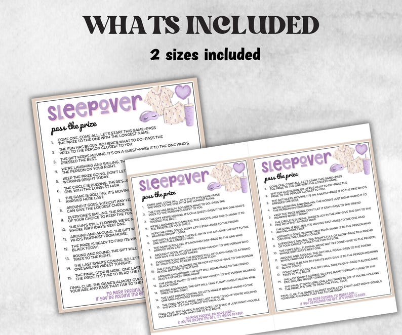 Sleepover Pass the Prize Game, Teen Slumber Party, Birthday Party ...