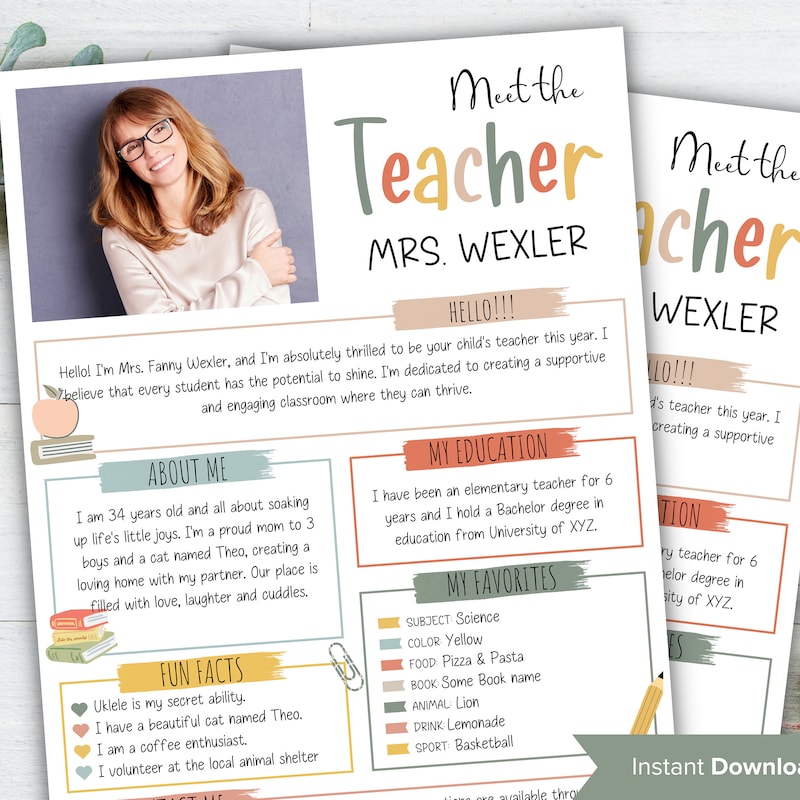 Meet the Teacher Template - Etsy