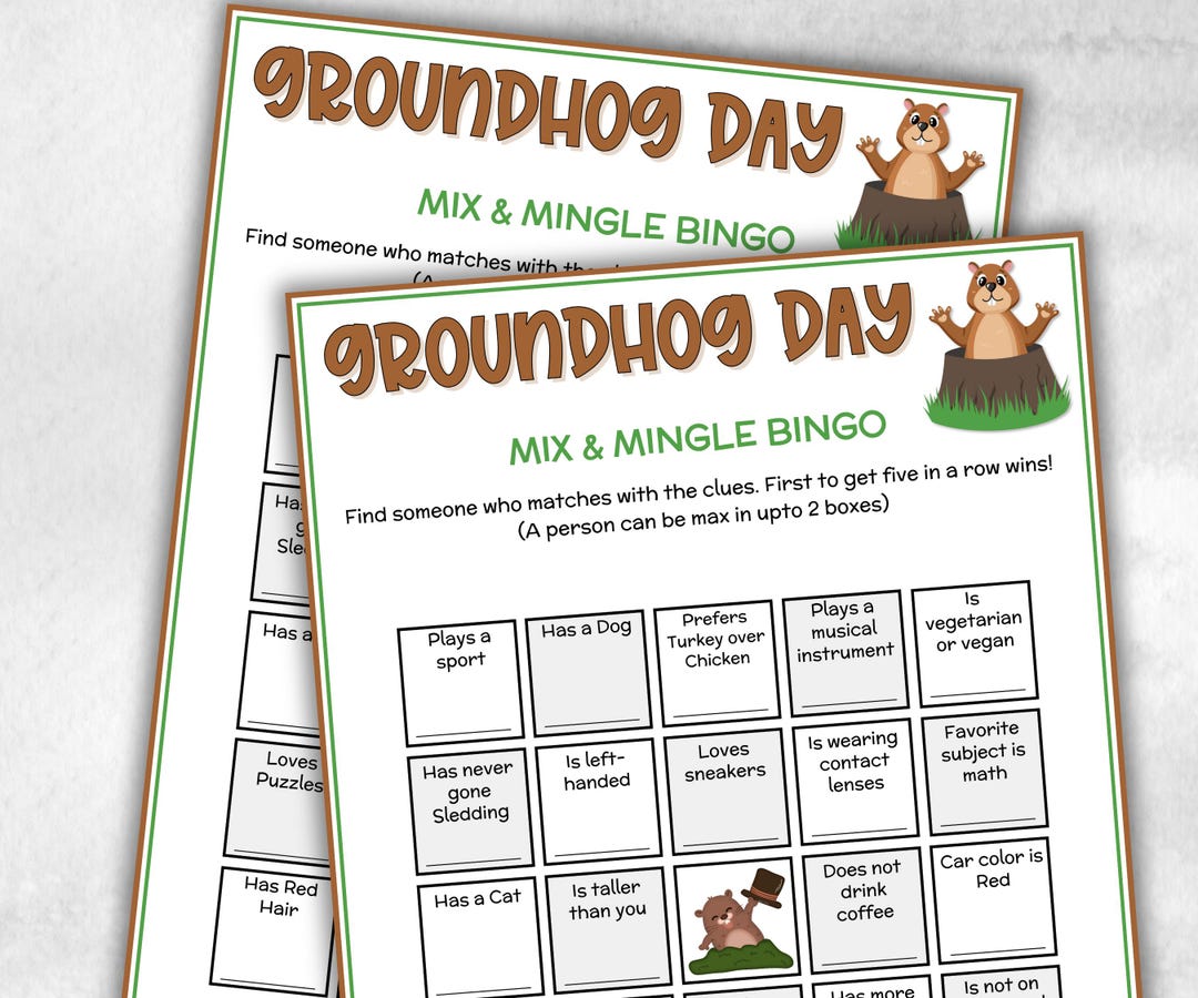 Groundhog Day Mix and Mingle Bingo, Icebreaker Activities, Adult Party ...