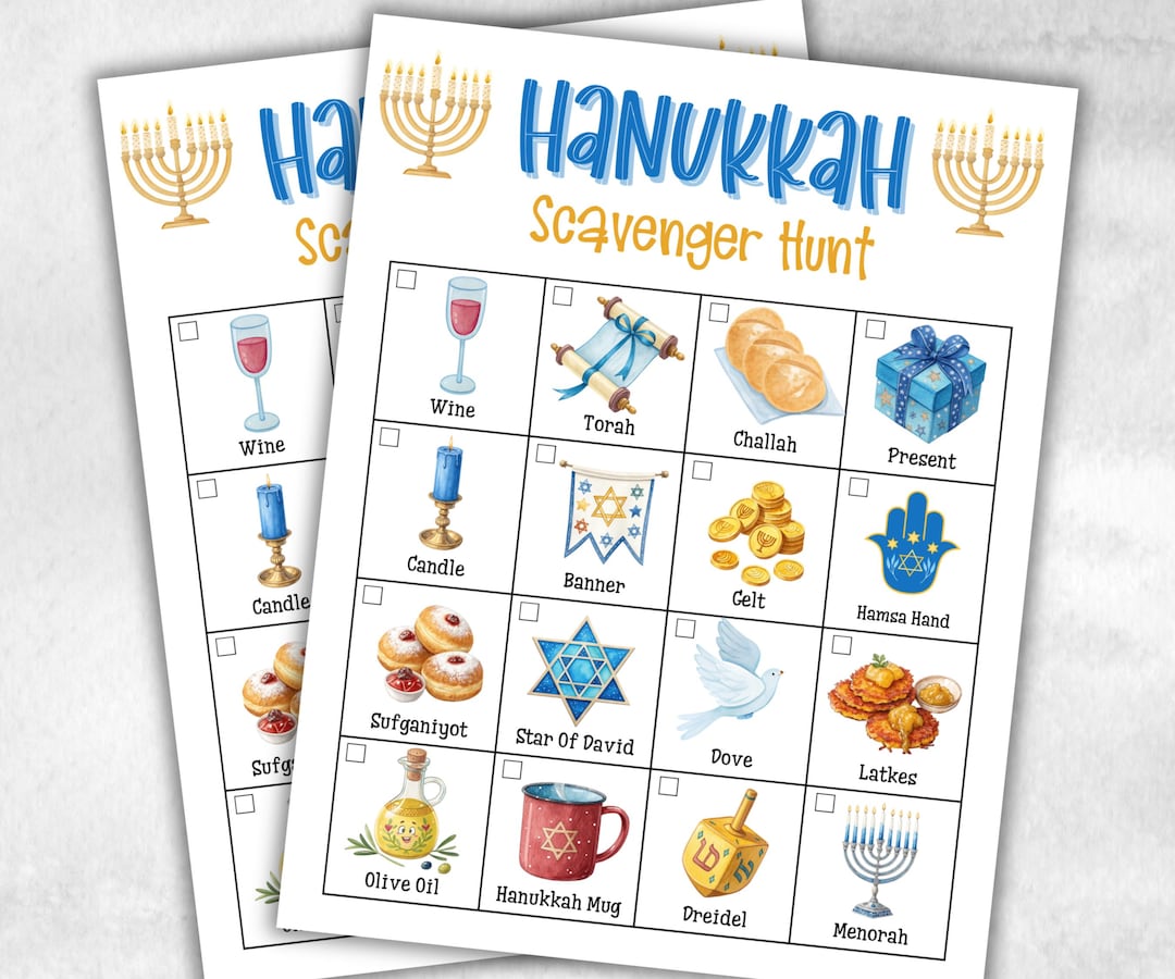 Hanukkah Photo Scavenger Hunt, Fun Family Activities, Holiday Game ...