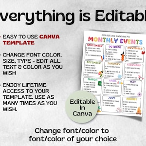 Calendar of Events, School Events Calendar Flyer, PTA Monthly Calendar ...