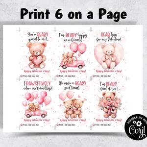 Bear Valentine Cards | Printable School Kids Valentines Day Cards ...