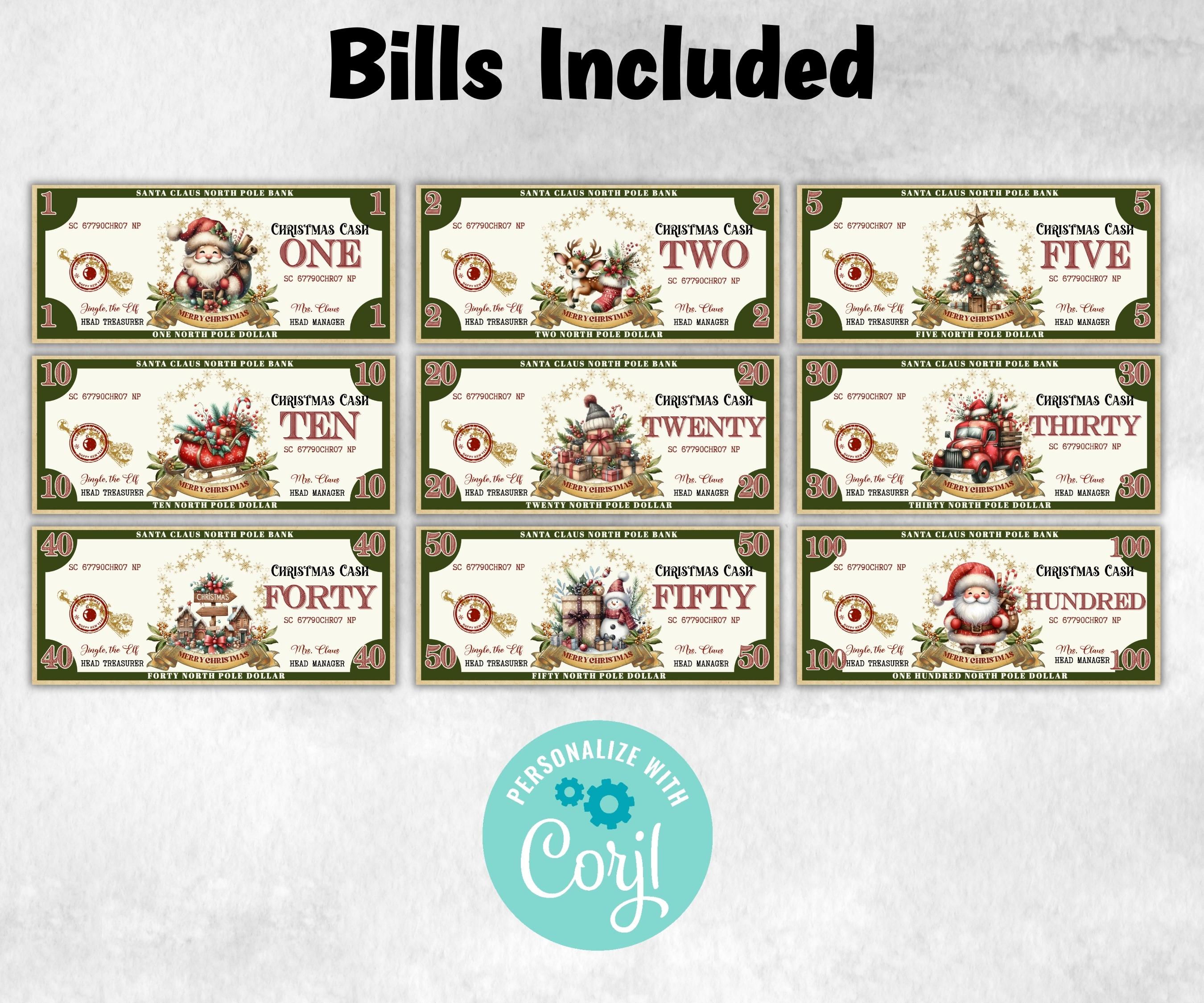 Stocking Stuffer, Ready to Print Christmas Play Money, North Pole ...