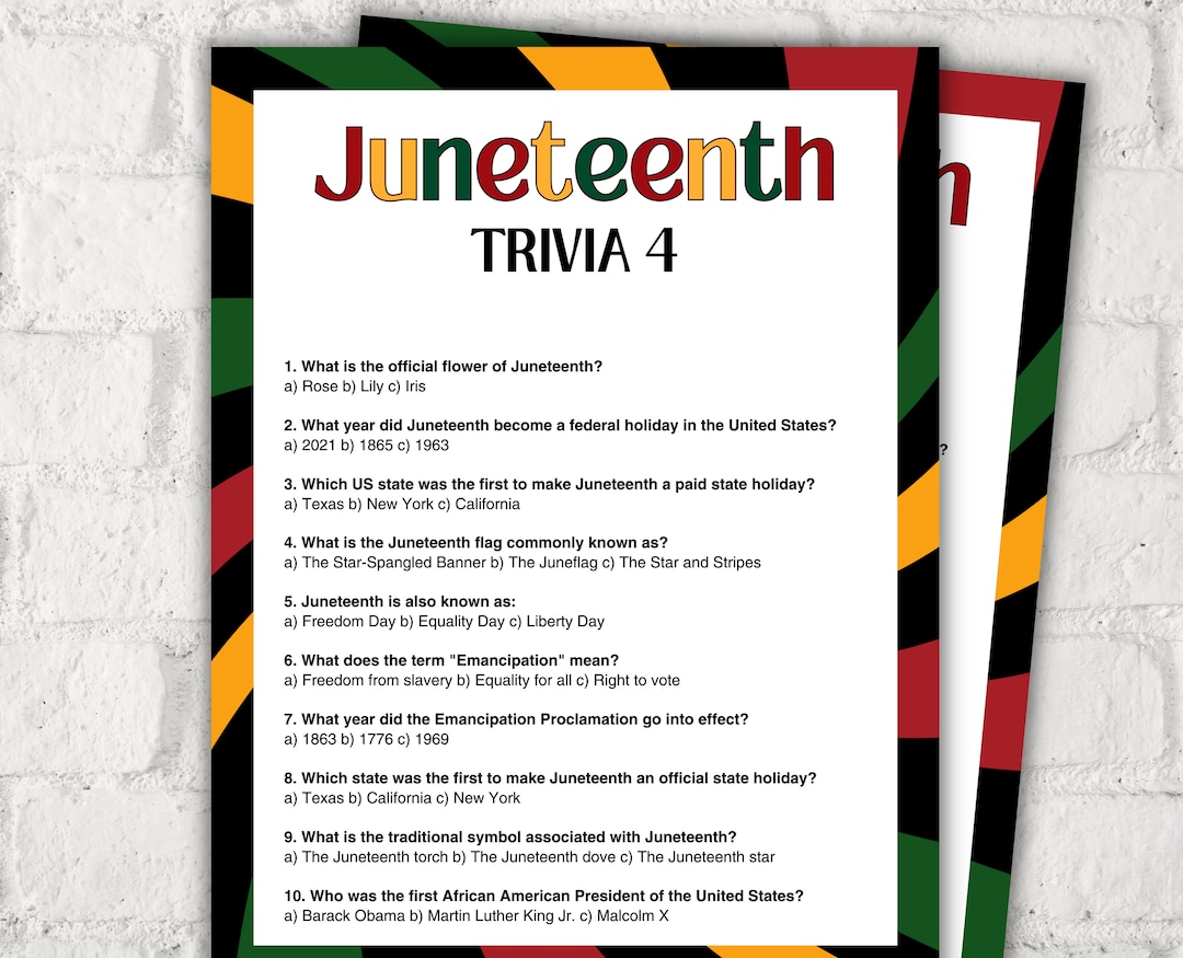 Juneteenth Activity Puzzle I Juneteenth Trivia Game I African American ...