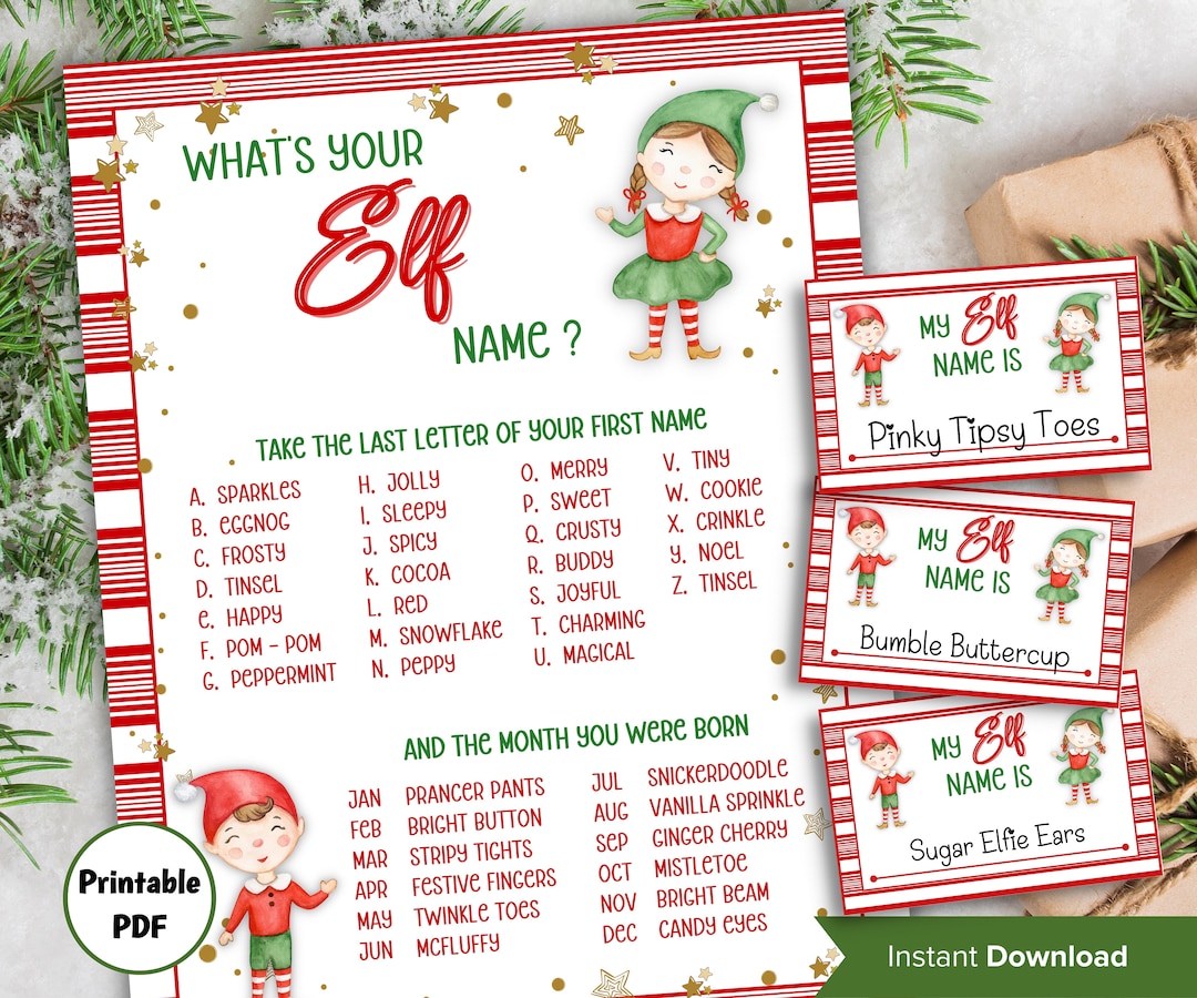 Elf Name Board Sign, Elf Name Generator, Christmas Activities, Holiday ...