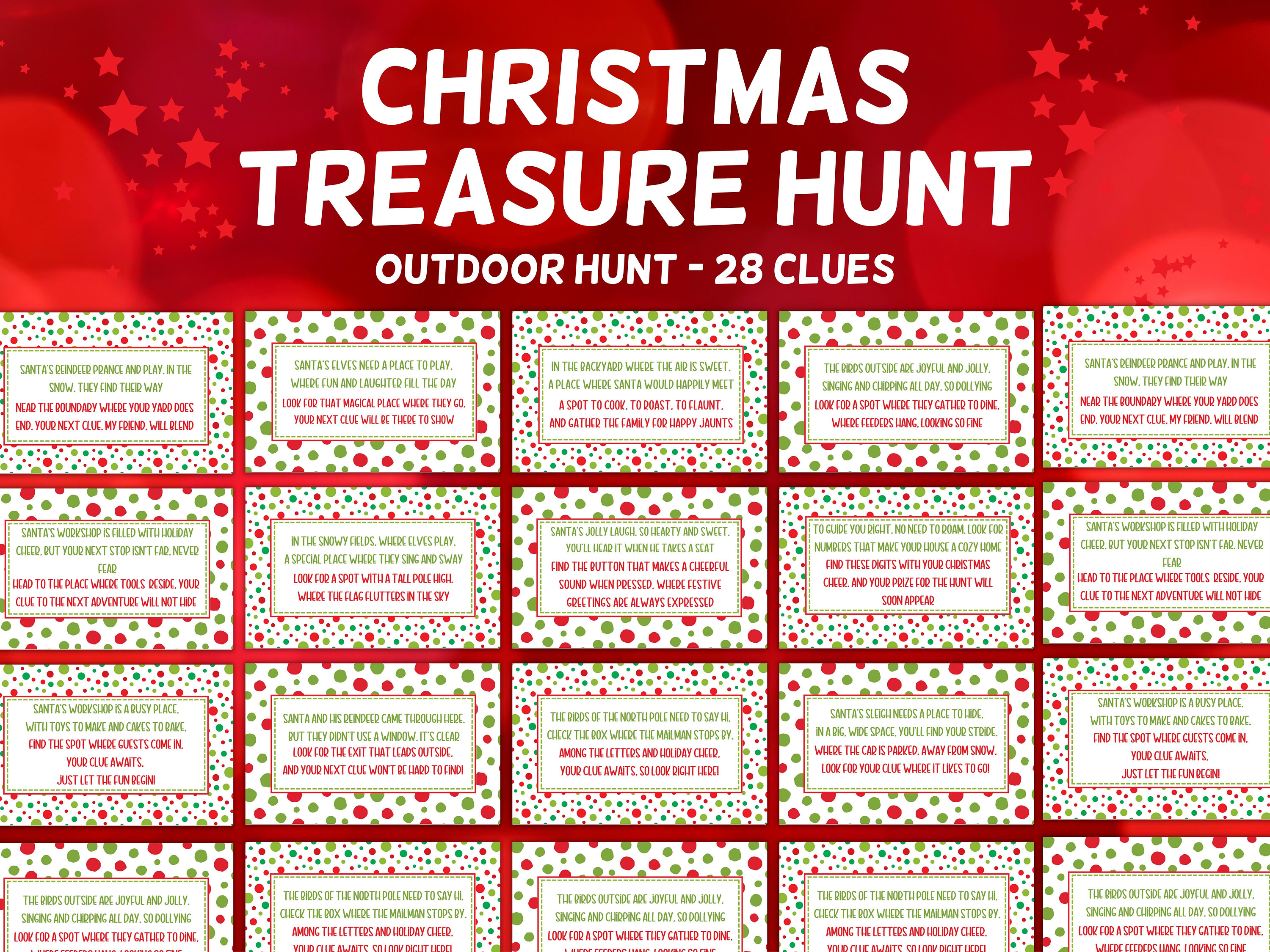 Outdoor Christmas Scavenger Hunt Christmas Gift Tags Games and Puzzles ...
