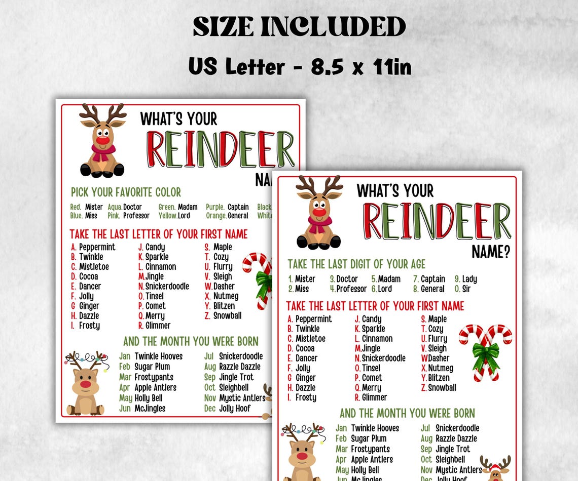 Reindeer Name Tag Game, Reindeer Name Board Sign, Name Generator ...