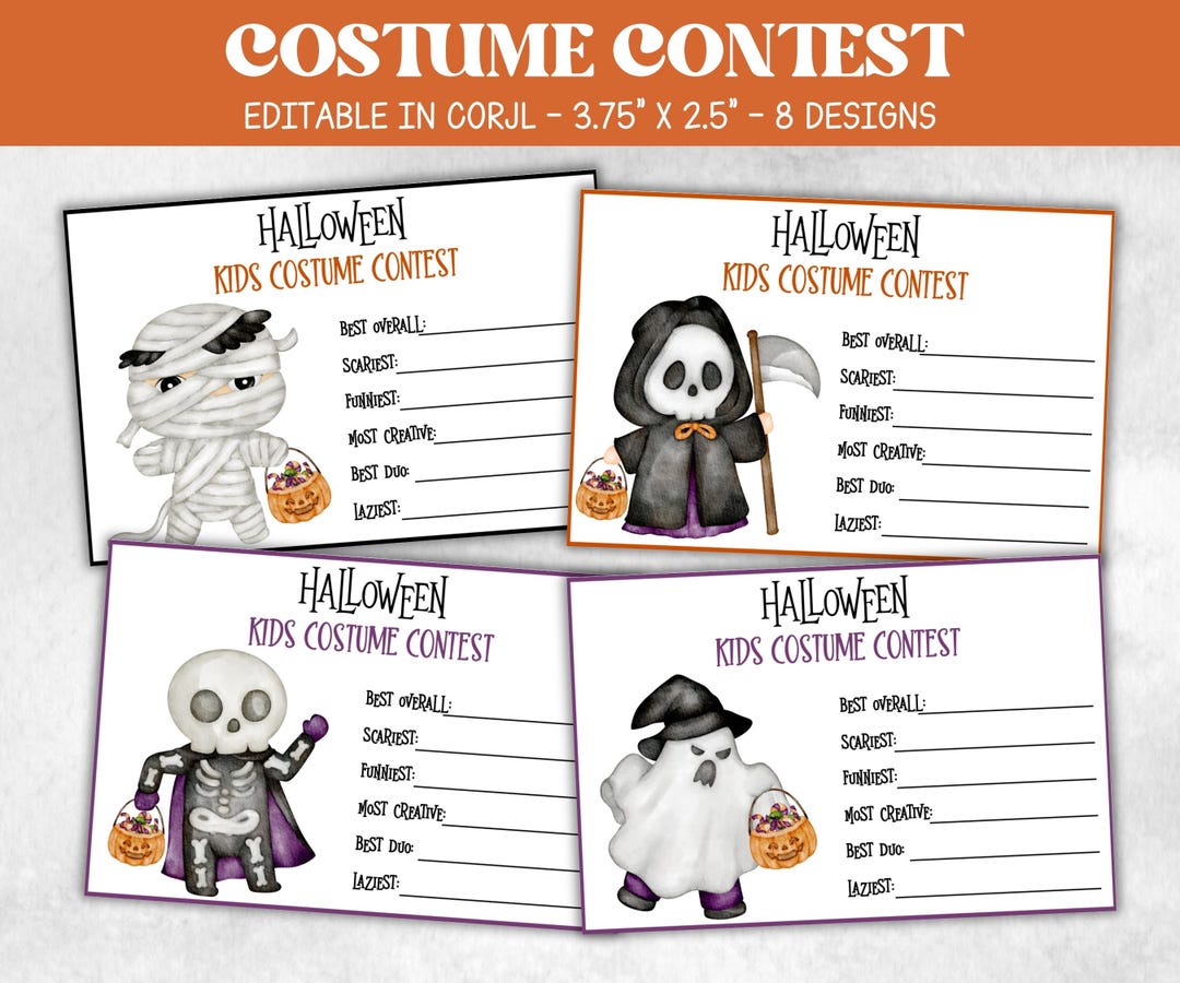 Costume Competition Ballot, Halloween Contest, Pumpkin Carving Contest ...
