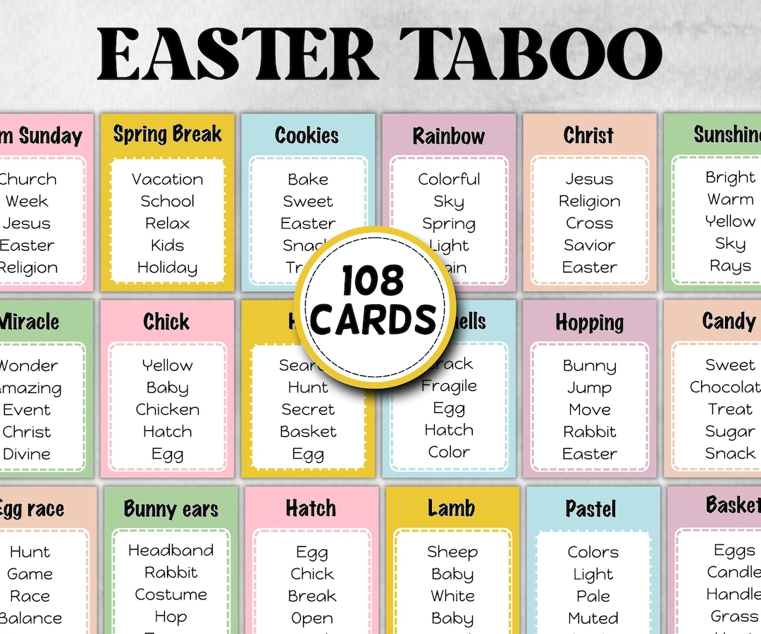 Easter Taboo Printable Game, Forbidden Words Card, Office Group Games ...
