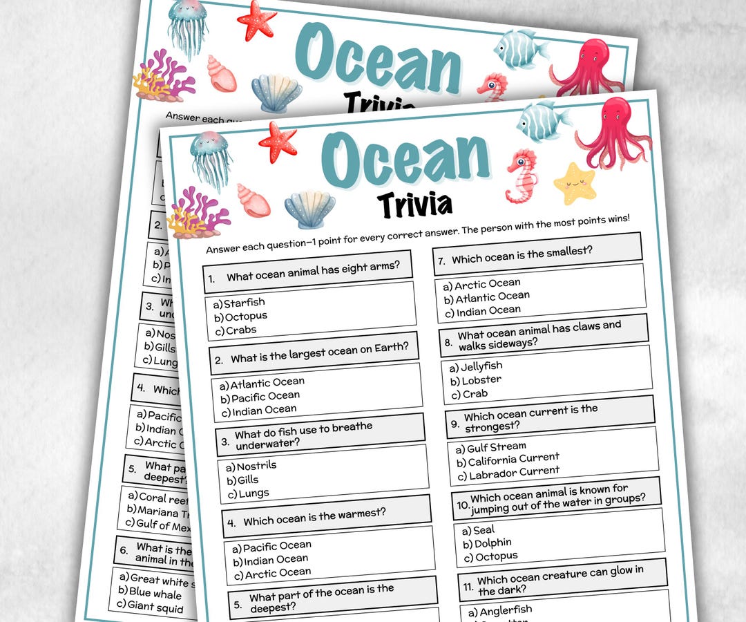 Ocean Trivia Game, Marine Life Trivia, Summer Trivia, Baby Trivia ...