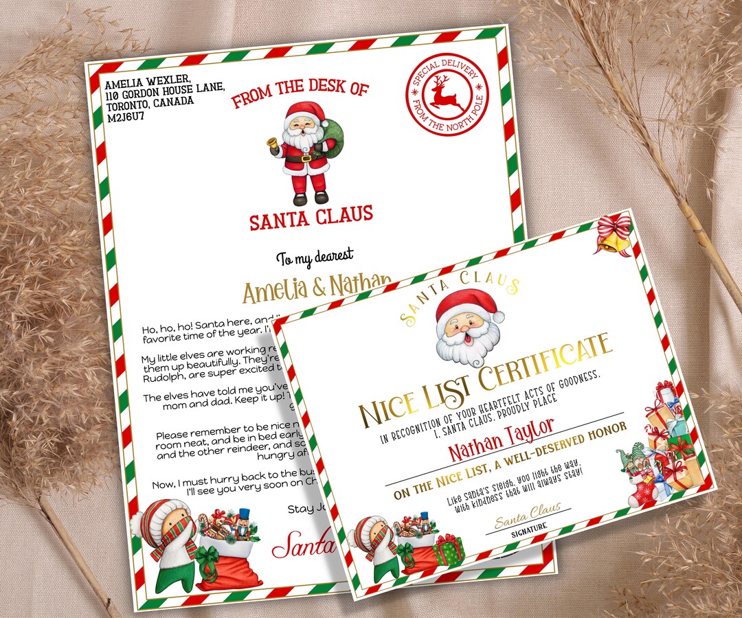 Santa Nice List, Santa Letter Package, Holiday Printables, Letter From ...