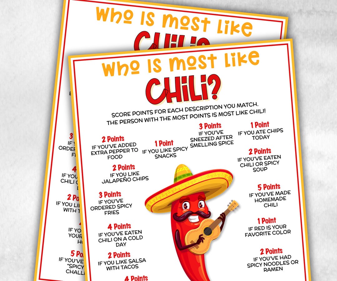 Who is Most Like a Chili, Chili Cook-off, Chili Potluck, Chili ...