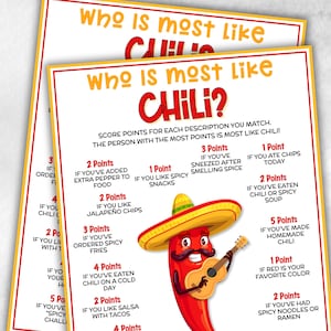 Who is Most Like a Chili, Chili Cook-off, Chili Potluck, Chili ...